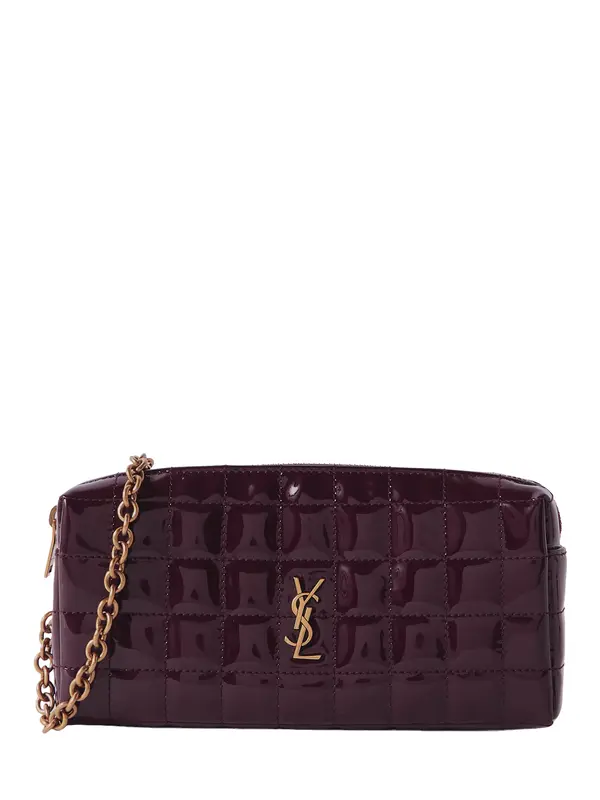 Saint Laurent Cassandre Mini Matelassé Vinyl Clutch - Burgundy