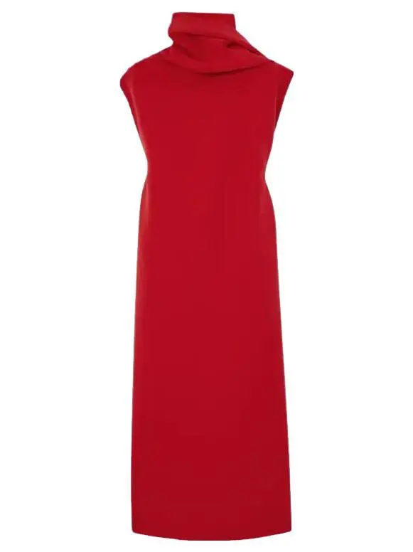 Carven Scarf-detailed Crepe Midi Dress - Red