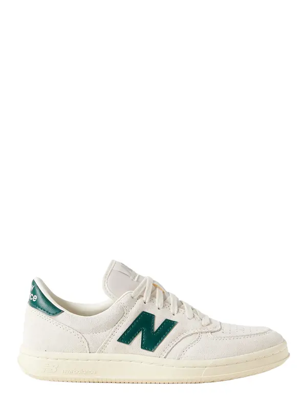 NEW BALANCE T500 Leather-trimmed Sneakers - White