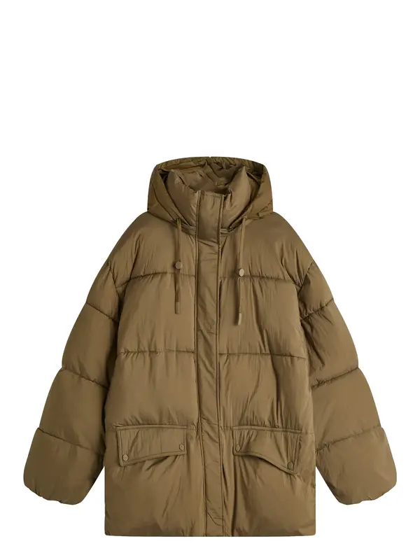 Closed Cropped Puffer Jacket - Clover Green