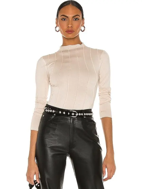 LOVERS AND FRIENDS Seamed Long Sleeve Top - Beige