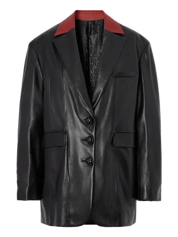 Rabanne Oversized Two-tone Leather Jacket - Black