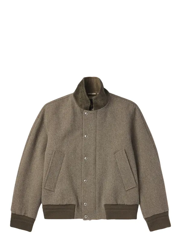 Loro Piana Wool Bomber Jacket With Cotton Corduroy Trim - Brown