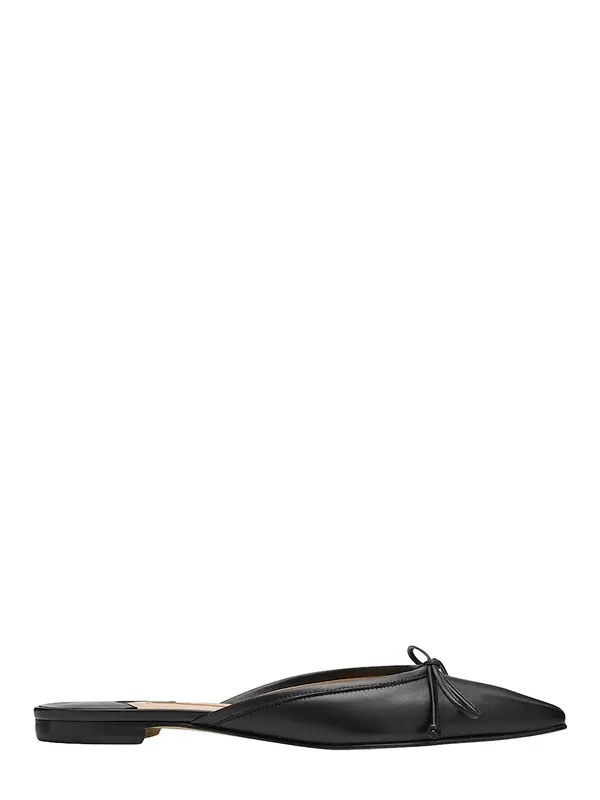 Manolo Blahnik Lambskin Ballerina Mules - Black