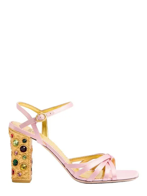 Valentino Garavani Preshoes Satin Sandal With Crystals - Rose Couture/multicolour