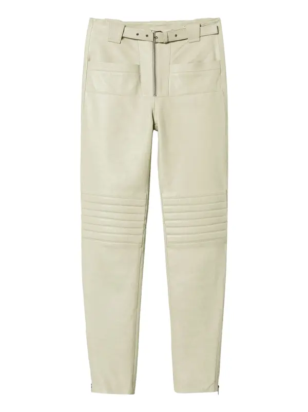 TWINSET Fairfax Leather Biker Trousers - Neutrals