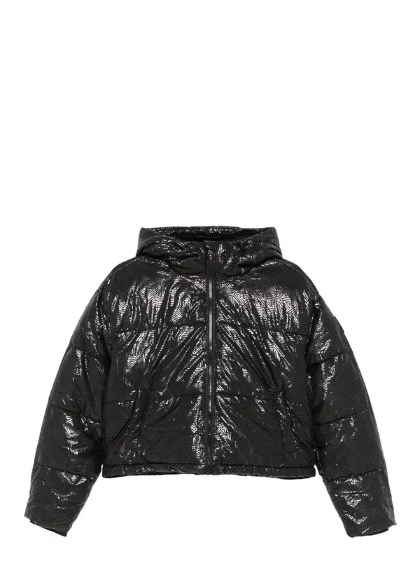 Dkny Crosswalk-print Cropped Jacket - Black