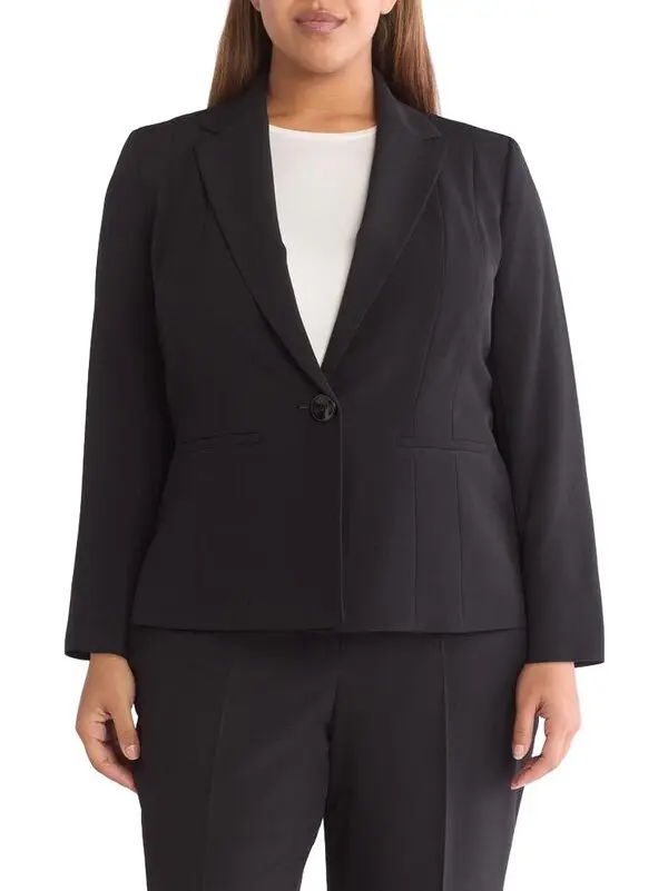 KASPER Paneled One-button Blazer - Black
