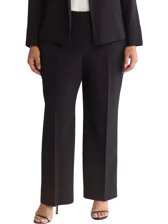 KASPER Tab Front Straight-leg Trousers - Black