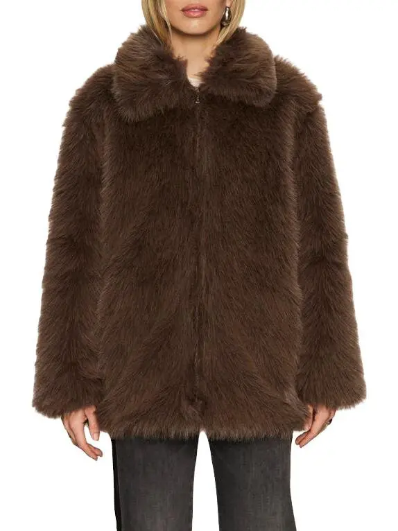Sanctuary Carmen Faux Fur Coat - Morel