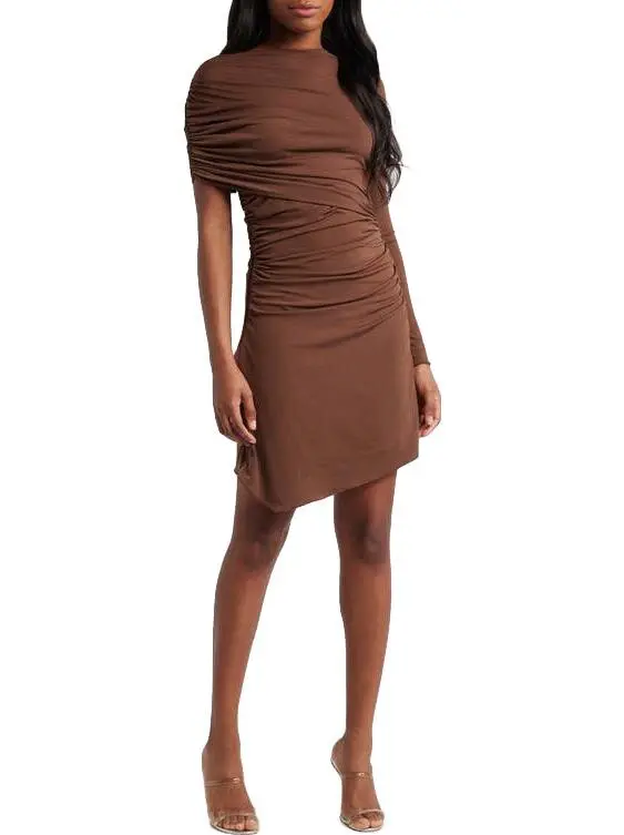 MISTRESS ROCKS Gathered Draped Mini Dress - Earth