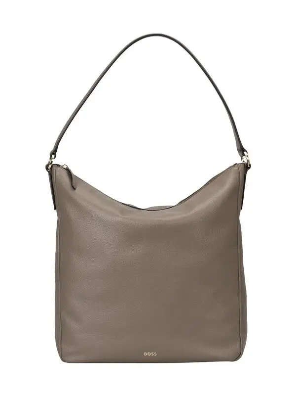 BOSS Alyce Leather Hobo Bag - Medium Brown