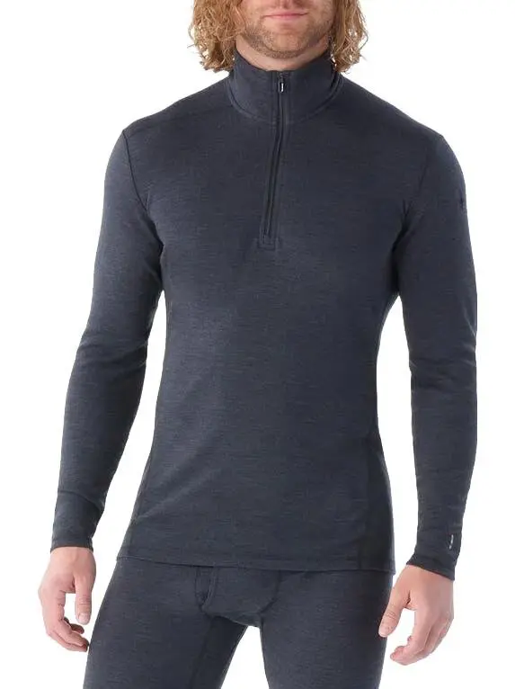 Smartwool Classic Thermal Merino Base Layer Quarter Zip Pullover - Charcoal Heather