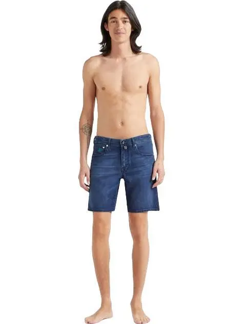 Vilebrequin Tahiti Turtle Stretch Denim Bermuda Shorts - Med Denim W2