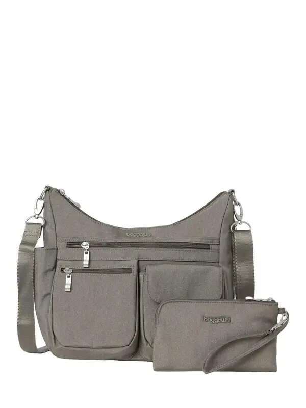BAGGALLINI Modern Everywhere Hobo Crossbody Bag With Wristlet - Sterling Shimmer