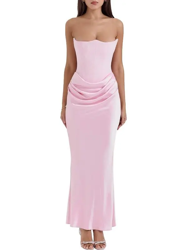 House Of Cb Persephone Strapless Corset Mermaid Gown - Rose Shadow