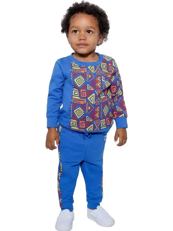 MIXED UP CLOTHING Baby Crewneck Sweatshirt And Jogger Pants Set - Blue Multicolor