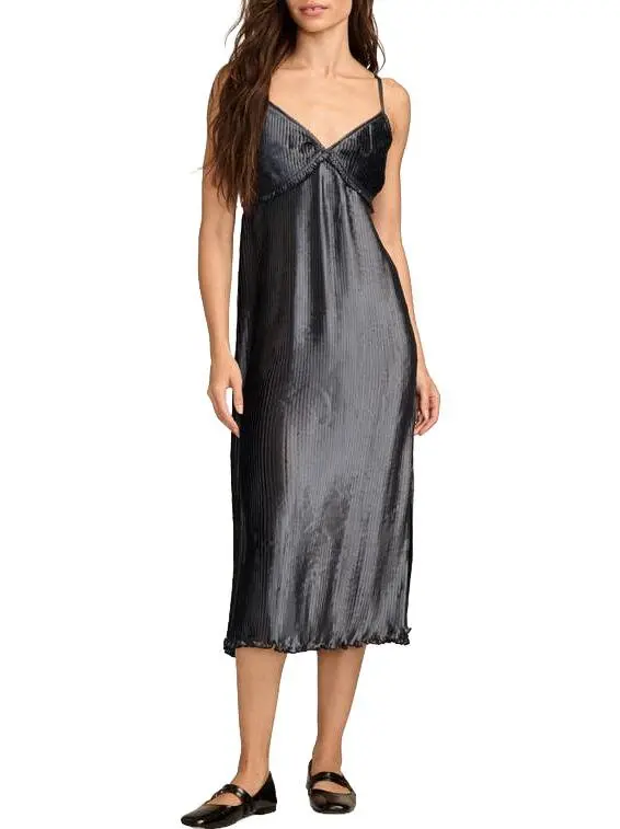 Lucky Brand Pleated Satin Midi Dress - Mood Indigo