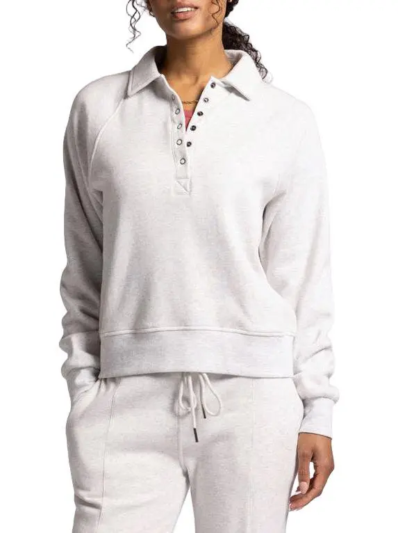 THREAD & SUPPLY Priscilla Cotton Blend Polo Sweatshirt - Heather Grey