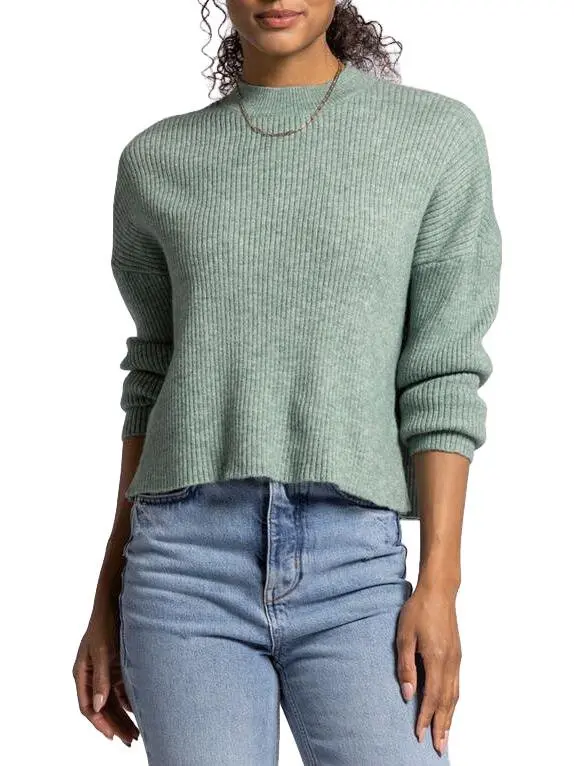 THREAD & SUPPLY Lana Rib Crewneck Sweater - Coastal Teal