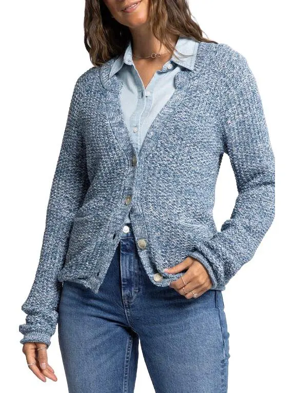 THREAD & SUPPLY Hope Marled Cotton Cardigan - Marled Denim