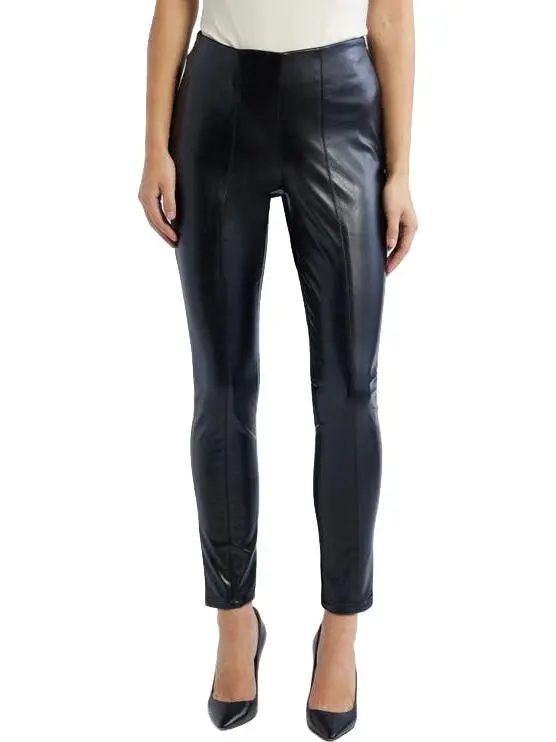 TAHARI ASL Faux Leather Ponte Pants - Black
