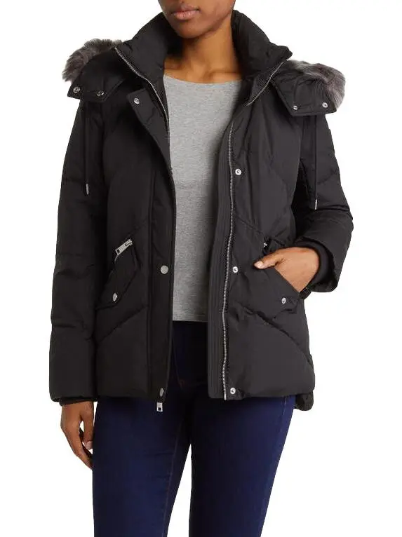 Andrew Marc Water Resistant Down Puffer Jacket - Black
