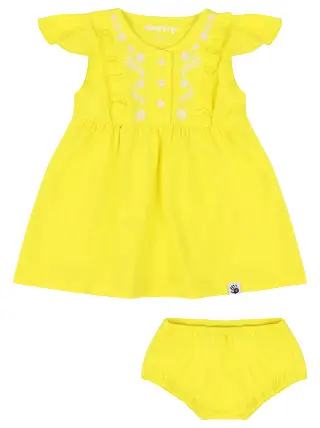 MIXED UP CLOTHING Vestito Baby Dress And Diaper Cover Set - Blazing Yellow