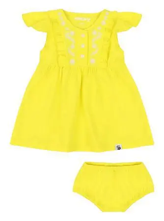 MIXED UP CLOTHING Vestito Baby Dress And Diaper Cover Set - Blazing Yellow