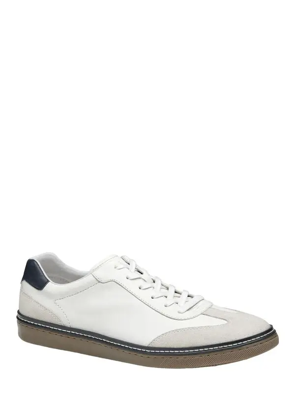 Johnston & Murphy Mcguffey T-toe Low Top Sneakers - White Full Grain/suede