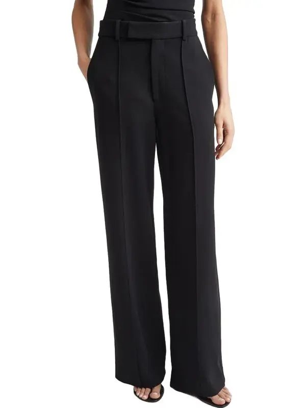 Proenza Schouler Weyes Crepe Straight Leg Pants - Black