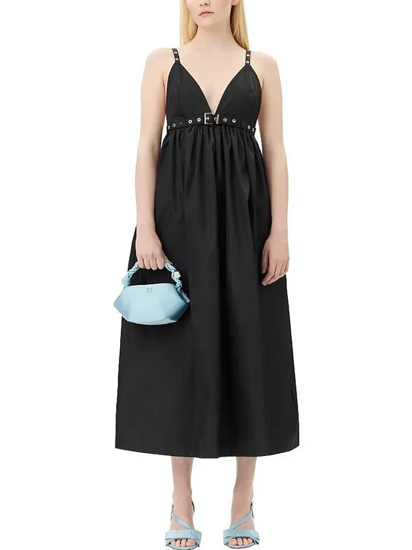 GANNI Strappy Duchesse Dress - Black
