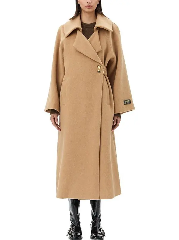 GANNI Wool-blend Overcoat - Latte
