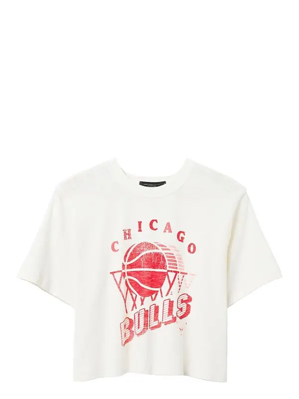 Junk Food Clothing Nba Chicago Bulls Mock Neck Crop Tee - White