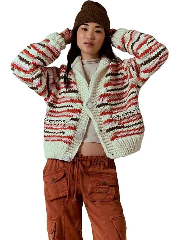 GOGO SWEATERS No Waste Cardigan - Snow/orange/earth