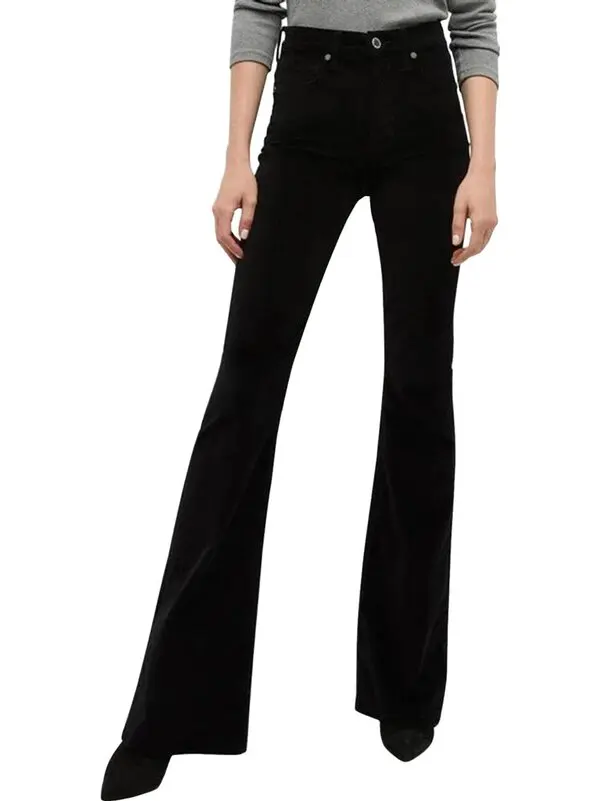 Veronica Beard Beverly Flared Velvet Jeans - Black