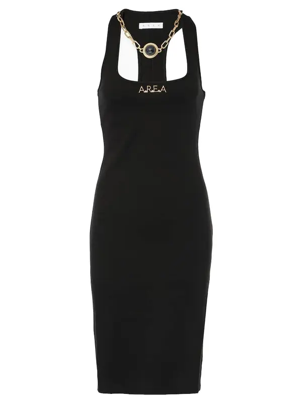 AREA Logo Chain-detail Midi Dress - Black