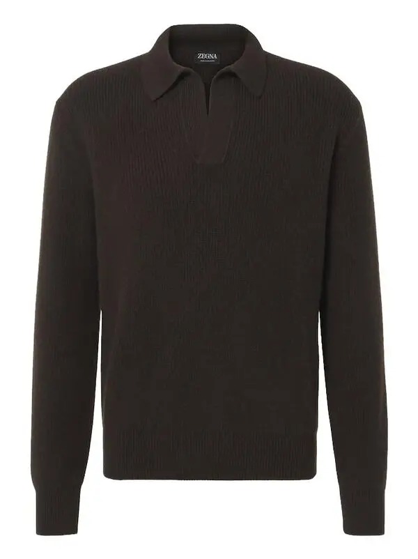 Zegna Cashmere Polo Sweater - Brown