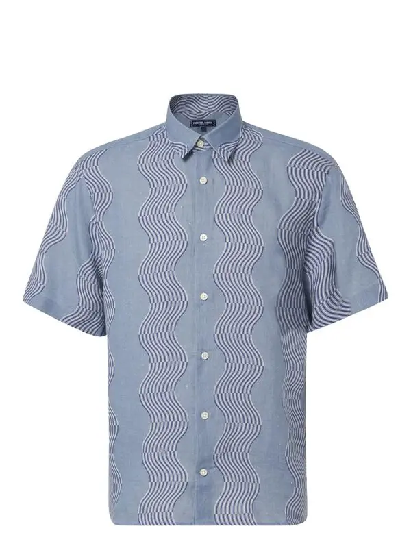 Frescobol Carioca Castro Printed Linen Shirt - Blue