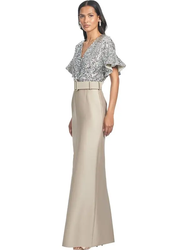Sachin & Babi Marlene Gown - Silver/pewter