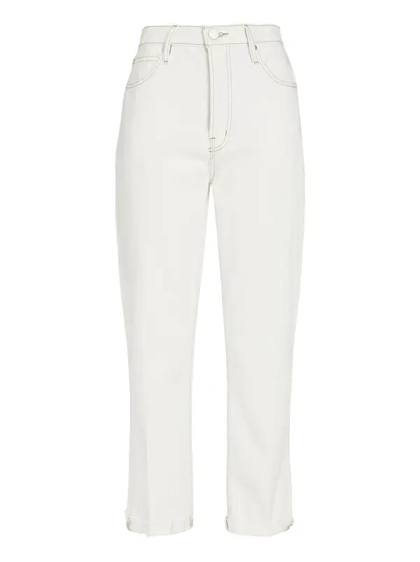 FRAME Le Mec Cropped High-rise Straight-leg Jeans - White