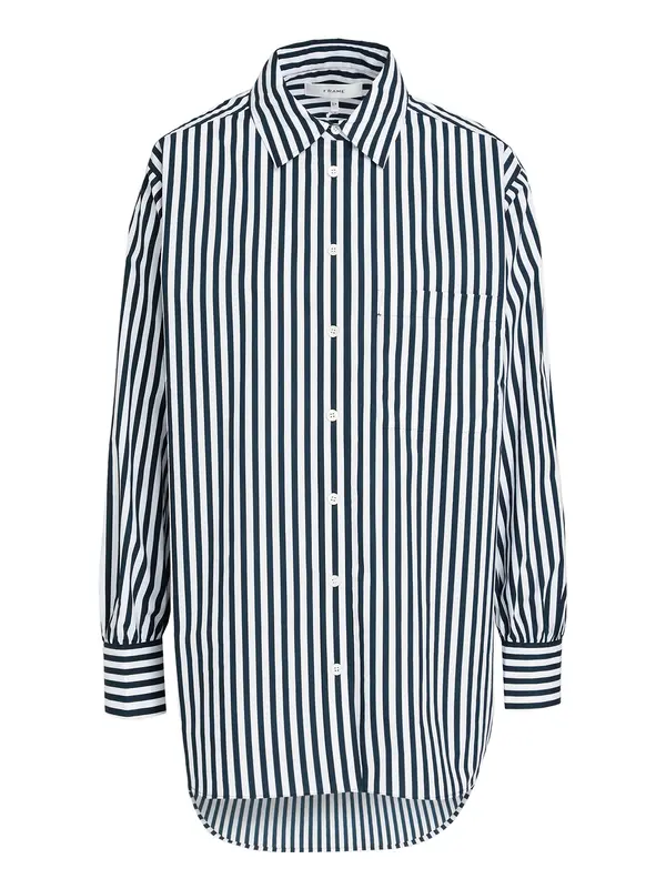 FRAME Striped Cotton-poplin Shirt - Navy