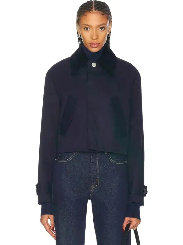 Ami Cropped Jacket - Navy Blue & Clay Blue
