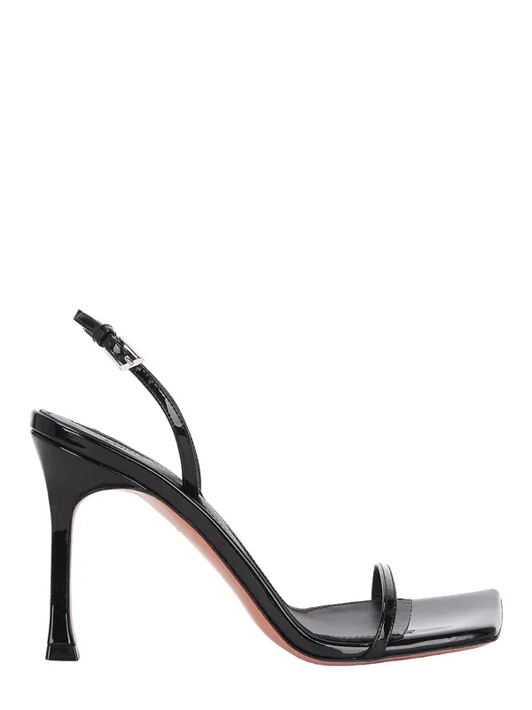 Amina Muaddi Maya 95 Patent Slingback - Black & Silver