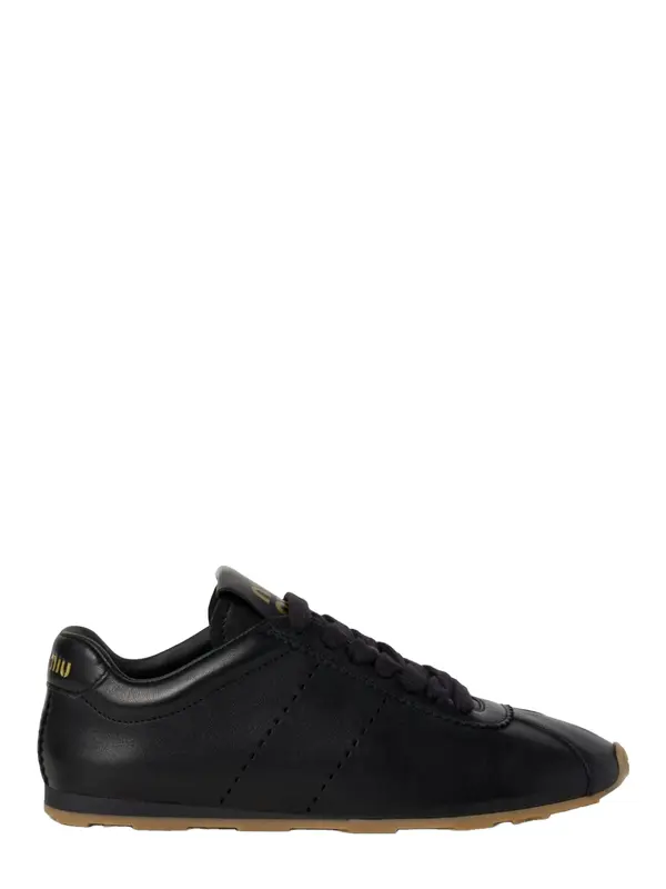 Miu Miu Plume Leather Sneakers - Black