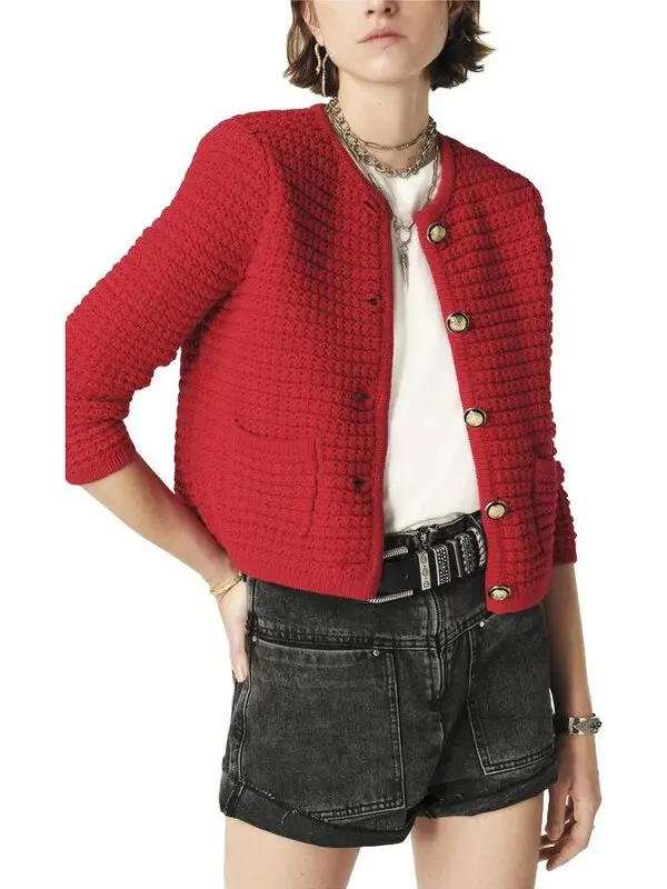 Ba&sh Gaspard Decorative Knit Cardigan - Red