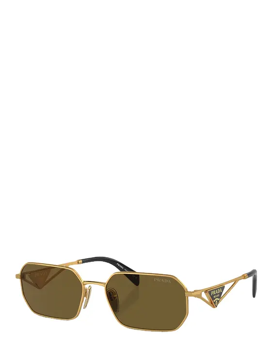 Prada Irregular Full Rim Sunglasses With Logo - Gold