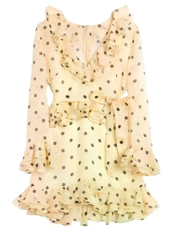 Valentino Garavani Polka Dot-print Organza Mini Dress - Neutrals