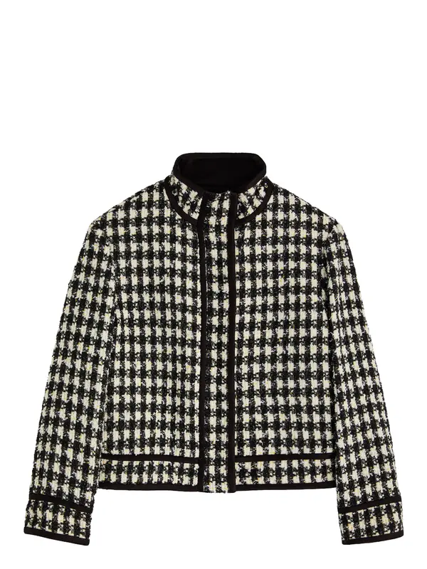 Alice + Olivia Corwin Checked Tweed Jacket - Black And White