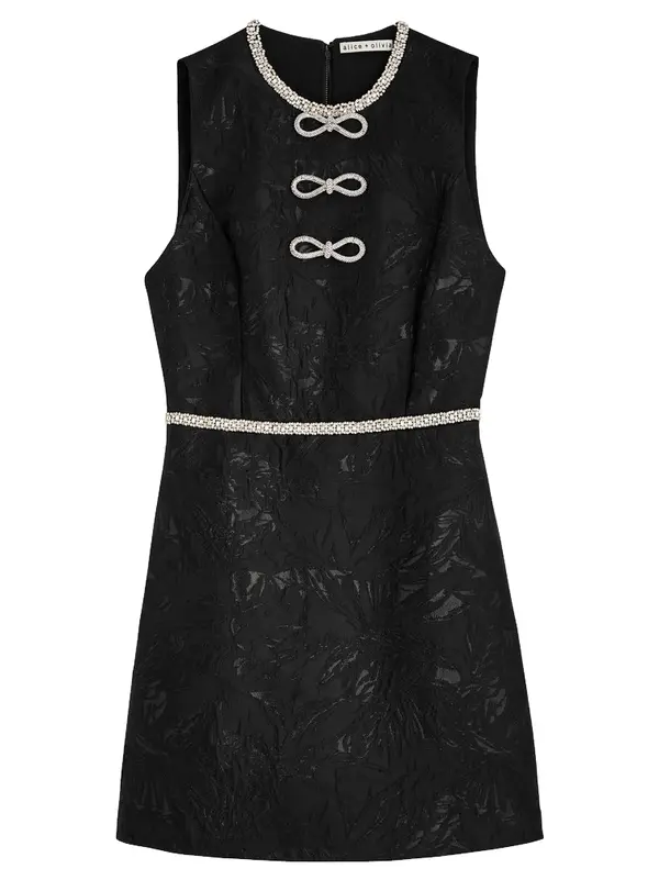 Alice + Olivia Ellis Embellished Jacquard Mini Dress - Black